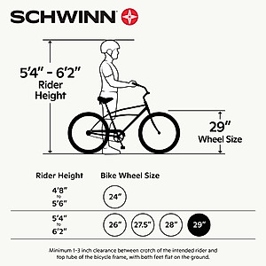 Schwinn S29 Mens and Womens Mountain Bike, 29-Inch Wheels, 21-Speed, 20-Inch Aluminum Frame, Dual-Suspension, Mechanical Disc Brakes, Matte Black