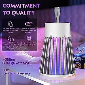 Bug Zapper Mosquito Zapper & Fly Zapper Portable Indoor Bug Zapper LED Fly Trap Electronic Fly Zapper Indoor Mosquito Trap Ideal for Fly Traps Indoors Super-Fast Electric Bug Zapper（White）