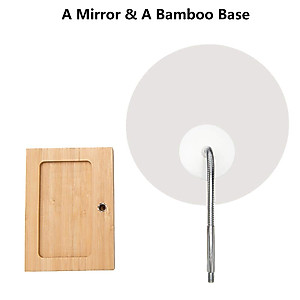 YEAKE Flexible Gooseneck Bamboo Vanity Makeup Mirror,360°Rotation 8" Large Frameless Vanity Mirror Folding Portable Table Desk Mirror with Stand Bathroom Shaving Make Up Mirrors Round