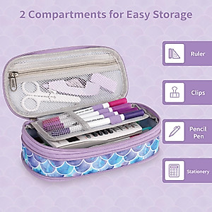 ATRIPACK Pencil Case for Gils Big Capacity High Large Storage Pouch Bag Marker Pen Case Stationery Bag Travel Holder School College Office Organizer for Kids Men Women Adult Teens(Mermaid Scale)