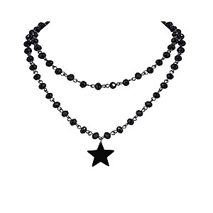 Sacina Goth Layered Star Choker Necklace, Black Choker Necklace, Goth Choker Necklace, Gothic Necklace, Emo Necklace, Halloween Christmas New Year Jewelry Gift For Women
