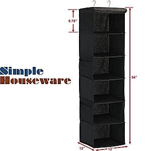 Simple Houseware Hanging Closet Organizers Storage, 6 Shelves, Black