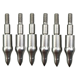 AMEYXGS 12 Pack Archery Field Points 125/150 Grain Stainless Steel Screw in Arrow Tips Target Practice Bullet Points for Hunting Shooting (150 Grain)