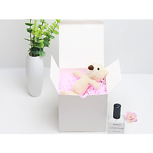 PQZKLDP 15 Packs 6x6x6 inches Fold Box Easy Assemble Small Paper Gift Box Decorative Party Favor Kraft Box with Lid for Birthday, Wedding, Anniversary, Party , with Stickers ,66 FT Twine (6*6*6 Inch, White)