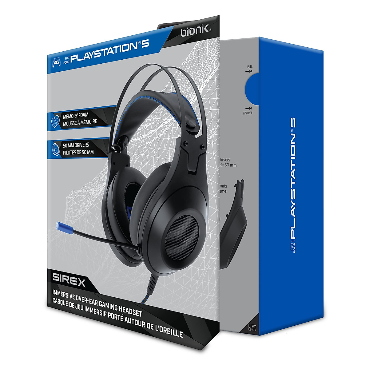 Bionik Sirex Gaming Headset with Mic for PS5: 50MM Drivers, Memory Foam, Mute Switch, Adjustable Head Beam, PS4/Xbox Series XS/Nintendo Switch OLED/PC/Mac