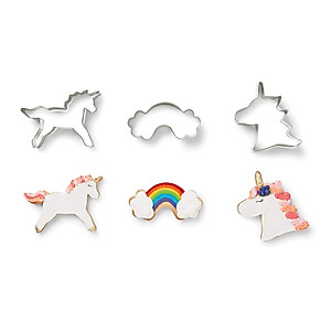 Fox Run Unicorn and Rainbow Cookie Cutters, Set of 3, Stainless Steel