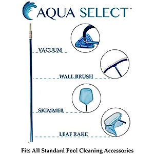 Aqua Select 6-18 Foot Telescoping Pool Vacuum Pole | Heavy Duty Aluminum Pole for Leaf Skimmers, Pool Brushes and Vacuum Head's | Expandable Swimming Pool Pole