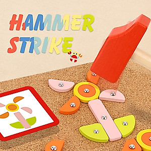 TOOKYLAND Fine Motor Toys, Toy Hammer and Nails Game is Montessori Toys That Exercise Children's Hands-on Skills and Develop Their Imagination for Kids
