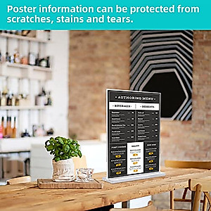 3 Pack Acrylic Sign Holder, 5 x 7 inches Clear Table Menu Display Stand Desktop Display Stand Paper Holder Table Top Sign Holder Suitable for Restaurants, Office, Home, Store