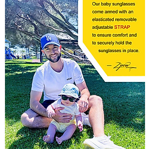 ZJOVEE Baby Girl Boy Sunglasses with Strap Polarized Newborn Infant Sunglasses for Toddlers Age 0-3, 100% UV Protection (Matte Black/Grey)