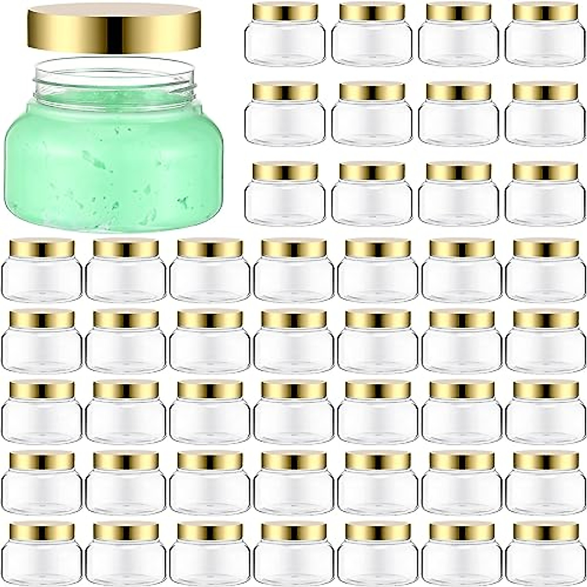 Mumufy Clear Plastic Jars with Lids Round Plastic Containers Empty Travel Containers for Creams Refillable Cosmetic Jars for Lotions Body Scrub Body Butter(36 Pcs,5 oz)