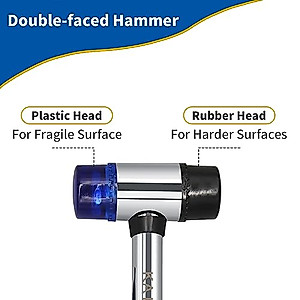 Rubber Hammer-KAIHAOWIN-25mm Small Rubber Mallet-Double Face Hammer with Soft/Hard-Anti-Slip Stainless Steel Ergonomic Grip with Low Recoil for Household Project Camping Woodworking without Damage