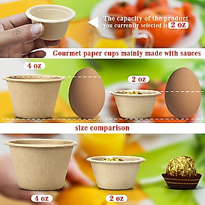 LeonBach 200 Pack 2oz Natural Sugarcane Paper Bowls, Compostable Paper Condiment Snack Sample Tasting Serving Cups Biodegradable Food Containers Small Dipping Cup
