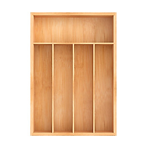 Unibambou Bamboo Utensil Drawer Organizer, Silverware Tray Organizer, Kitchen Drawer Organizer for Flatware Cutlery, Silverware Tray for Drawer (Natural)