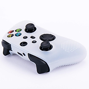YoRHa Silicone Cover Skin Case for Xbox Series X/S Controller x 1(White) with Thumb Grips x 10