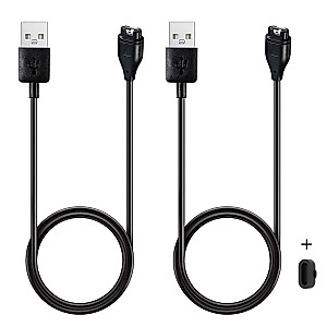 Kissmart Charger for Garmin Instinct, Instinct 2, Instinct 2S, Instinct 2X, Replacement Charging Cable Cord Plus a Black Silicone Charger Port Protector Anti Dust Plug (2 Pack)
