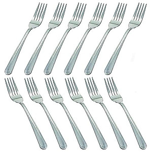 MJIYA 12 PCS Dinner Forks Silverware Set, Dominion Heavy Duty Forks, Stainless Steel Salad Forks Multipurpose Use for Home, Kitchen or Restaurant (L (12PCS))