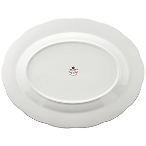Royal Albert Lady Carlyle 13" Oval Platter, Mostly White with Multicolored Floral Print