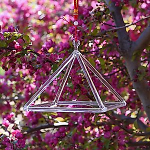 Joysense Clear Quartz Crystal Singing Pyramid 7 inch With Crystal Singing Bowl Striker and Carrying Case