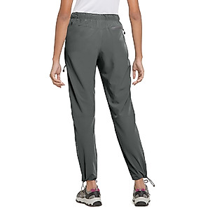 BALEAF Women's Hiking Pants Quick Dry Water Resistant Lightweight Joggers Pant for All Seasons Elastic Waist Steel Gray Size L, Capri