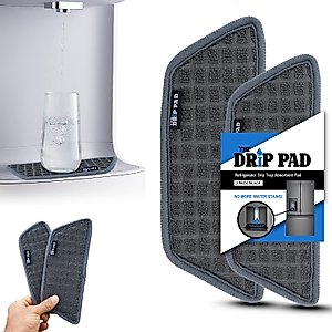 THE DRiP PAD - Refrigerator Drip Catcher for Water Tray, Protects Ice and Water Dispenser Pan From Spills, Mineral Build-Up and Water Splatter (2 pack, Grey) (Rectangular)