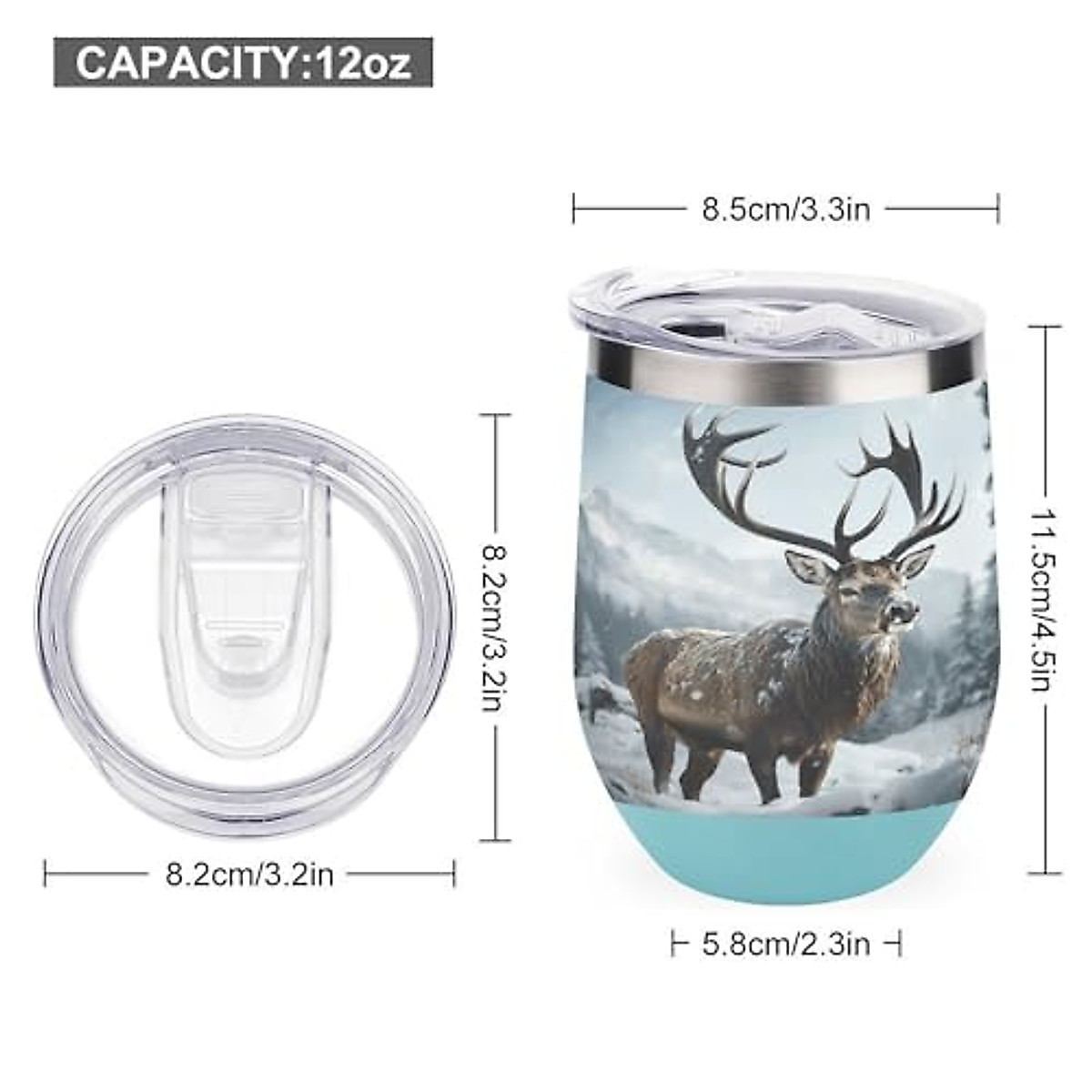 WYUSPGK 304 Stainless Steel Insulated Cup, Snow Elk Print Smooth Rim, Durable & Reusable - Perfect for Office, Home, And Travel