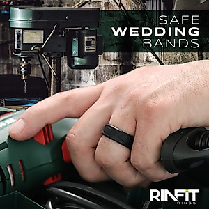 Rinfit Silicone Rings for Men - Silicone Wedding Bands Sets for Him - 4Love Collection Rubber Wedding Rings - Patented Design - SetP, Size 11