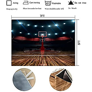 Flowerstown Basketball Court Backdrop Washable Polyester Backdrop, Basketball Backdrop for Birthday Parties Sports backdrops for Photography Decorations Living Room Studio Background 7x5ft FT004
