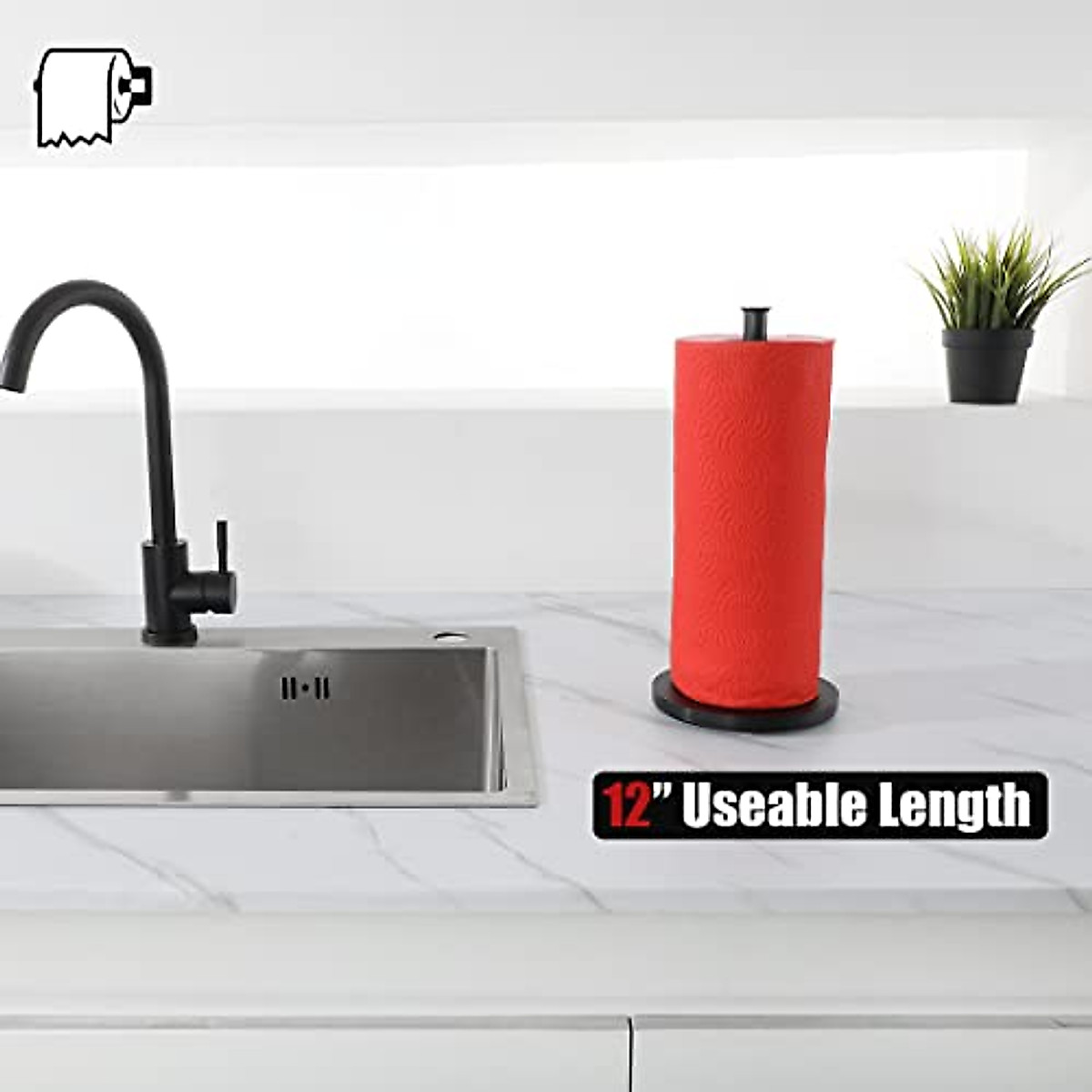 JQK Paper Towel Holder Stand Oil Rubbed Bronze, 304 Stainless Steel Kitchen Free Standing Paper Towel Dispenser Fits Standard and Jumbo Size ORB, PTH180-ORB