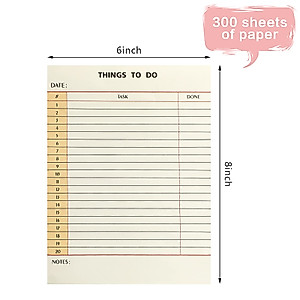 300 Sheets Library Card To Do List Notepad Things To Do Memo Writing Pad Daily Reminder Planner Notebook Office List Planning Project Homework Pad for Daily Task, 6 x 8 Inches