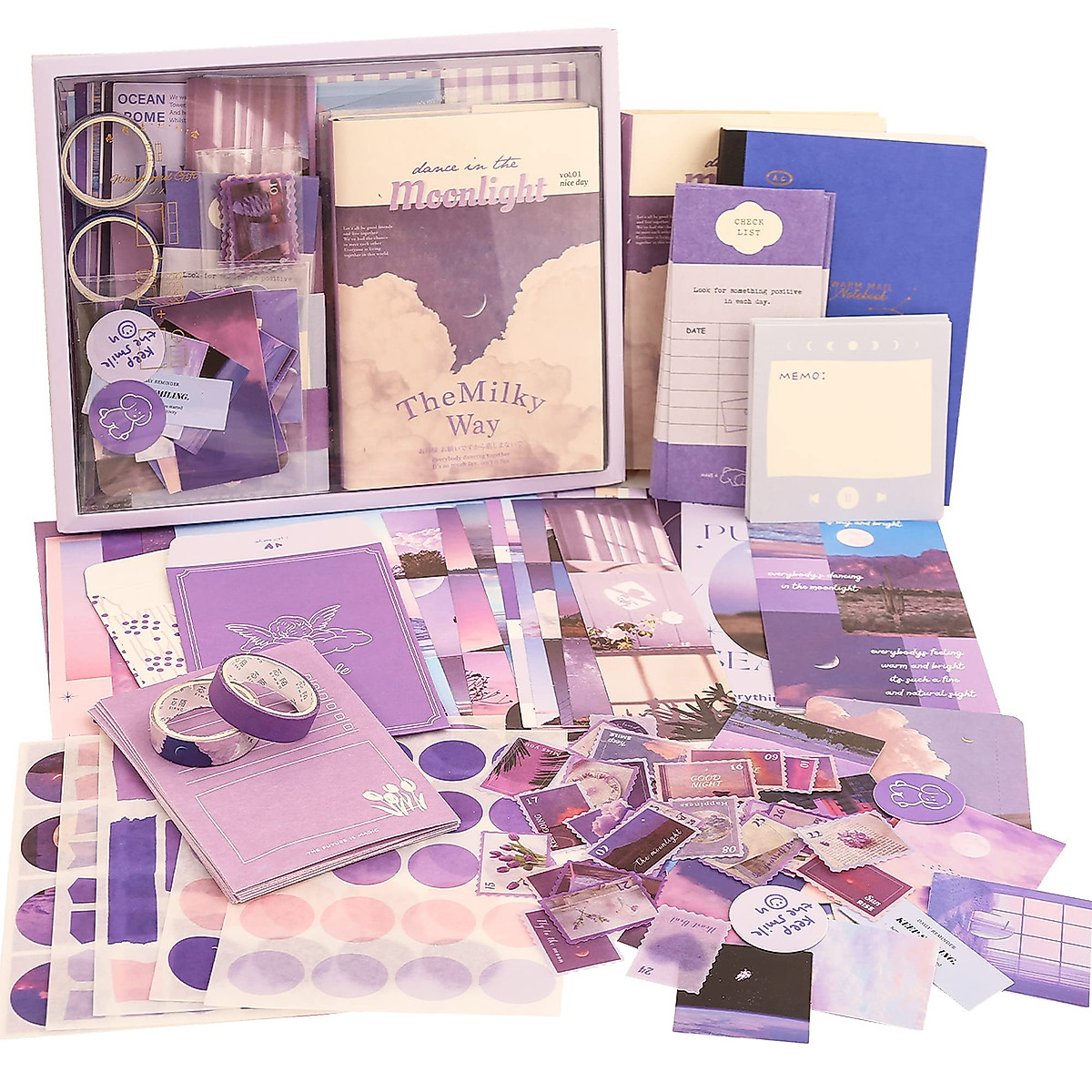 348 Pcs Scrapbooking Supplies Kit, Vintage Aesthetic Scrapbook Kit for Bullet Junk Journal, Stationery, A6 Grid Notebook, DIY Journaling Supplies, Birthday Craft Gift for Teen Girl Kid Women