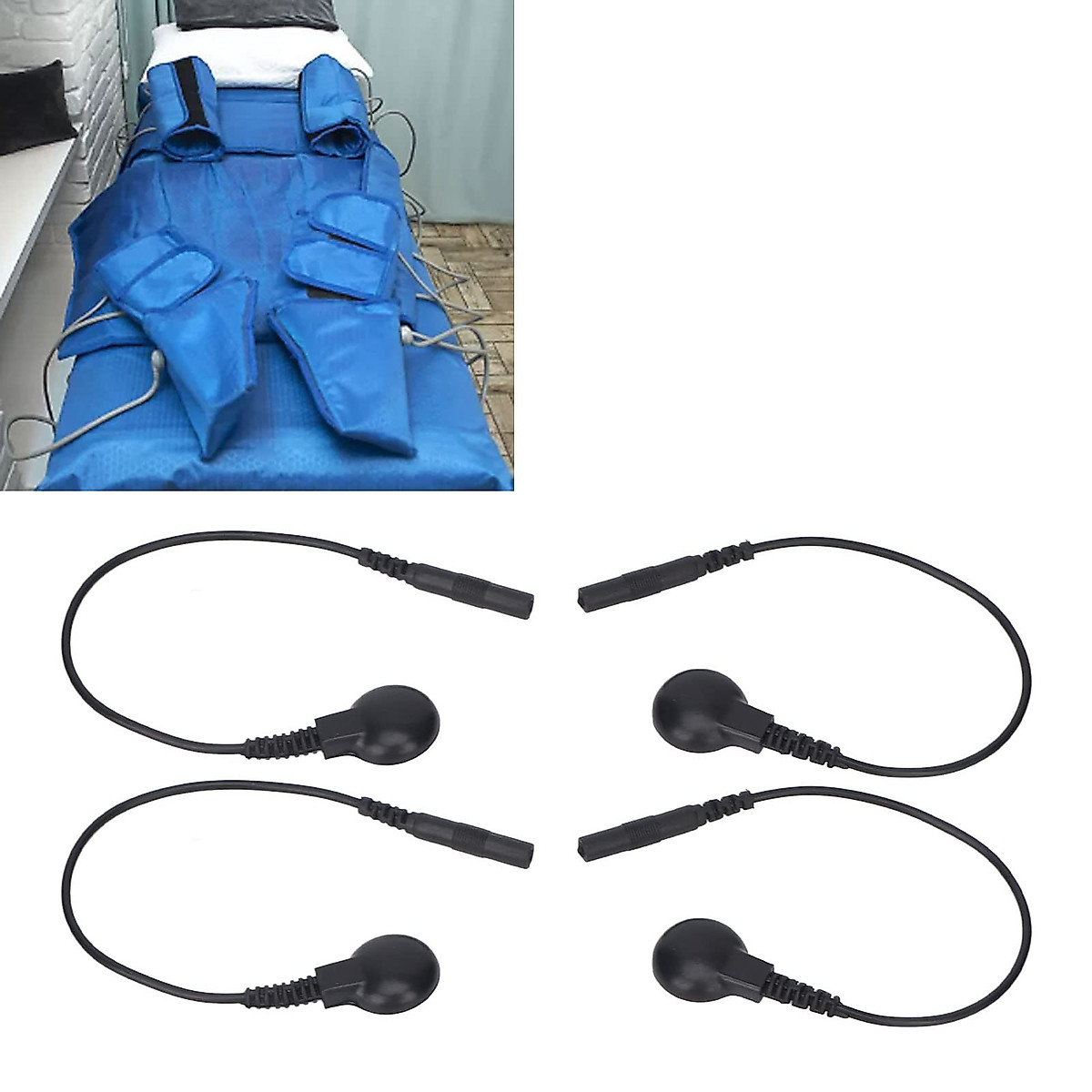 20PCS Electrode Wire - Button Type Short Copper Foil Wire - Electrode Wire Adapter for TENS Machine 5.9in Length