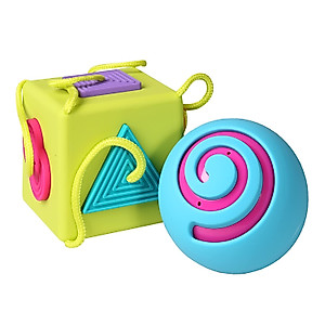 Fat Brain Toys Lil Dimpl Keychain - Orange - Popping Fidget Toy for Kids & Adults