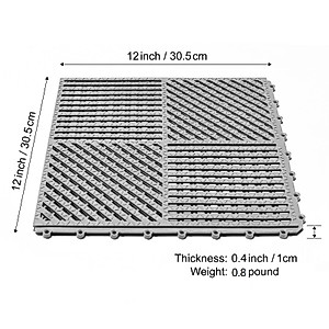 wiiiw 9 Pack Interlocking Rubber Floor Tiles Soft Non-Slip Outdoor Shower Mat with Drainage Holes for Slippery Areas, 12"×12" Blue