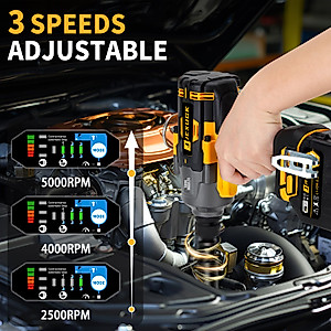 JEXUGK 2000Nm Cordless Impact Gun, 3/4" To 1/2" 2 x 6.0AH Battery Heavy High Torque Impact Wrench, 1500Ft-lbs Brushless Eléctrica Pistola de Impacto, Power Llave de Impacto for Truck Mower Car Repair