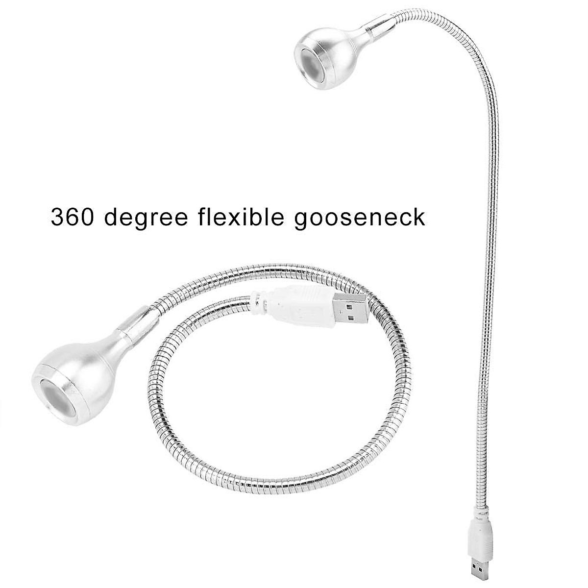 01 Friendly to Eyes Easy to Use LED Mini USB Lamp, No Flicker USB LED Lamp, for Desk(Silver, Warm Light)
