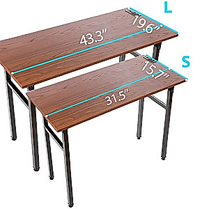 Frylr Small Folding Writing Desk with USB Ports & Power Plugs 31.5x15.7x29 Inch Small Office Computer Desks Portable for Home Office, Foldable Student Study Tables for Small Space, Walnut