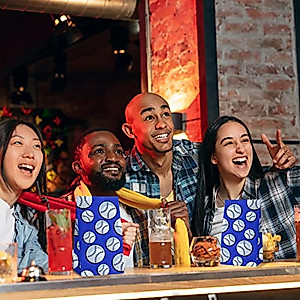 30 Pack Baseball Goodie Gift Bags Baseball Party Treat Favor Bags Blue Baseball Snack Paper Bags for Team Sports Theme Birthday Party Decor Game Celebration