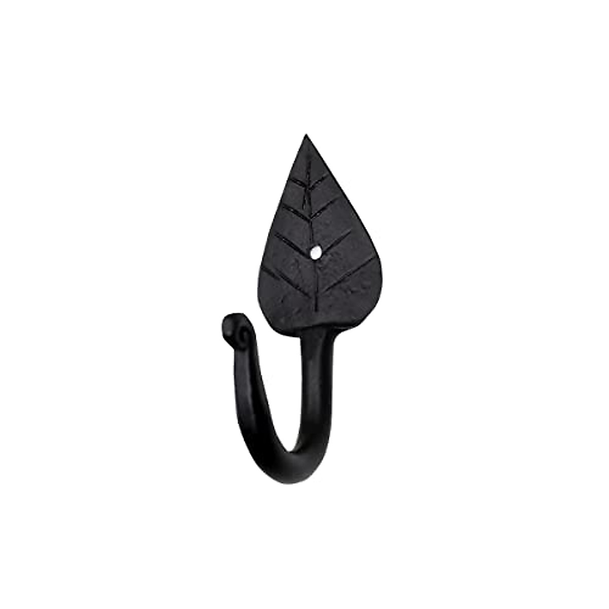 The Metal Magician Pack of 6 Coat Hooks Wall Mounted Leaf Style Single Robe Hanger Iron Blacksmith Key Holder Towel, Handbags, Hat Hanging Perfect for Bathroom, Kitchen, Living Room (Black)
