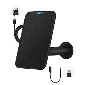 REOLINK 3W Solar Panel Power Designed for Wireless Outdoor Security Camera Solar Powered Cameras, 6V Type C Port, Compatible with Argus Eco/Go PT Plus/Argus 3 Pro/Argus PT, Non-Stop Charging (Black)