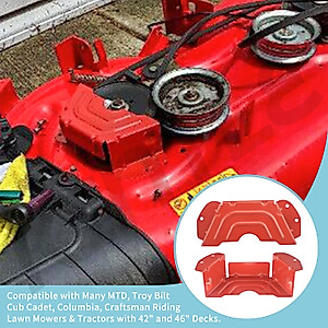 KINTLE 2 Set 783-06424A-0638 Deck Spindle Pulley Belt Guard Cover Compatible with MTD, Troy-Bilt, Craftsman Riding Lawn Mowers & Tractors with 42" and 46" Decks (Red)