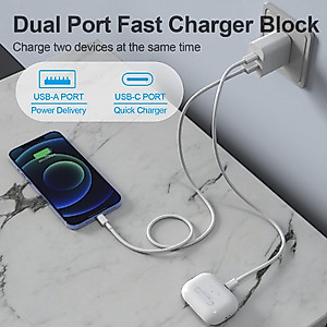 20W Dual Port Fast Charger Block 2-Pack with 6FT & 10FT MFi-Certified Cables, PD/QC3.0 Quick Charge Adapter for iPhone 14/13/12/11 Pro Max/XS/XR/X, iPad, AirPods Pro - Overheat & Surge Protection