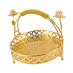 Generic European Style Serving Tray Dried Food Tray Organizer Wedding Gift Cupcake Dessert Party Display Fruit Tray, Aureate Small