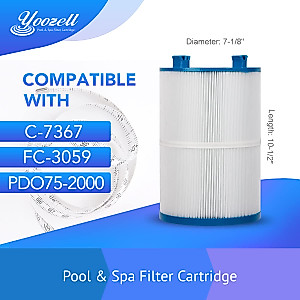 Yoozell YZ672E. Spa Filter Cartridge Compatible with Unicel C-7367 75Sq.ft PDO75-2000 Filbur FC-3059 Tier1 PAS-1223 Dimension One 1561-00 Darlly 70759 1 Pack
