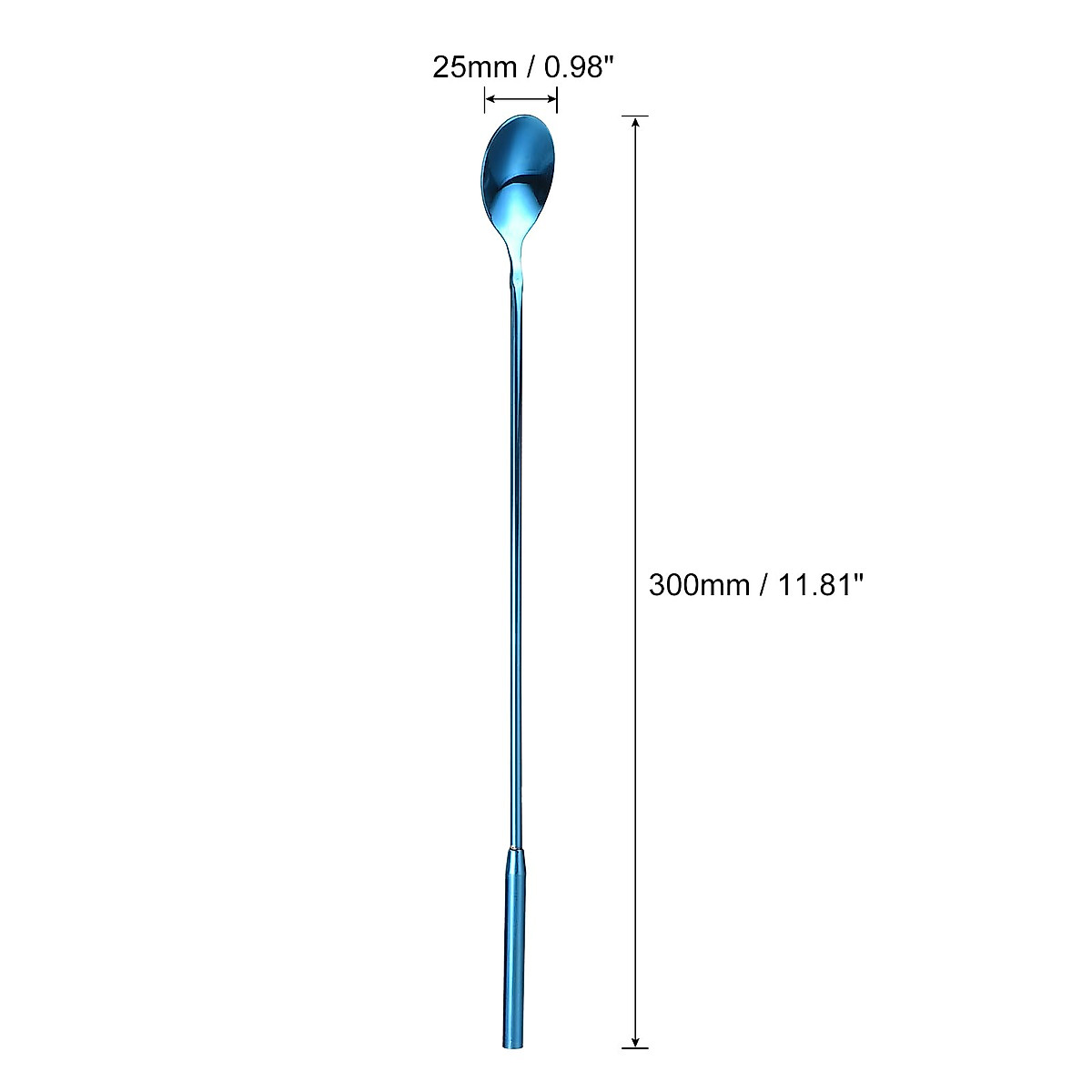 uxcell Long Handle Mixing Stirring Spoon, Stainless Steel Bartender Mixing Spoon Cocktail Stirrers, Bar Spoon Stirring Spoon (Length: 300mm/11.81", Blue)