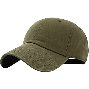 KB-LOW OLV Classic Cotton Dad Hat Adjustable Plain Cap. Polo Style Low Profile (Unstructured) (Classic) Olive Adjustable
