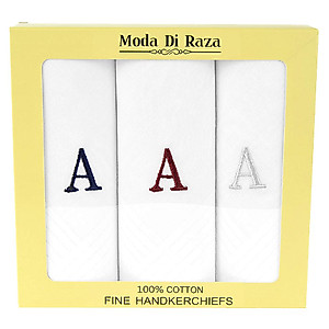 Handkerchiefs for Men, 3 Piece Set Cotton Hanky, Monogrammed, Initial Handkerchiefs, Pocket Square For Men