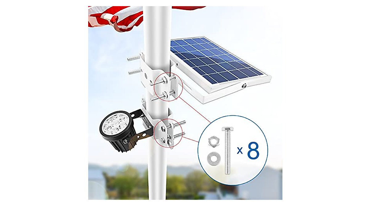APONUO Solar Flag Pole Light - Powerful Dusk to Dawn Outdoor Lighting