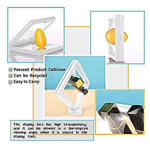 KMOTASUO 12Pcs 3D Floating Thin Film Jewelry Storage Box, Transparent Frame Display Case Holder for Necklace Bracelet Earring, Dustproof Challenge Coin Medallion Display Case Stand (White)
