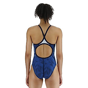 TYR Women's Standard Durafast Elite Diamondfit Swimsuit, Blue/White, 30